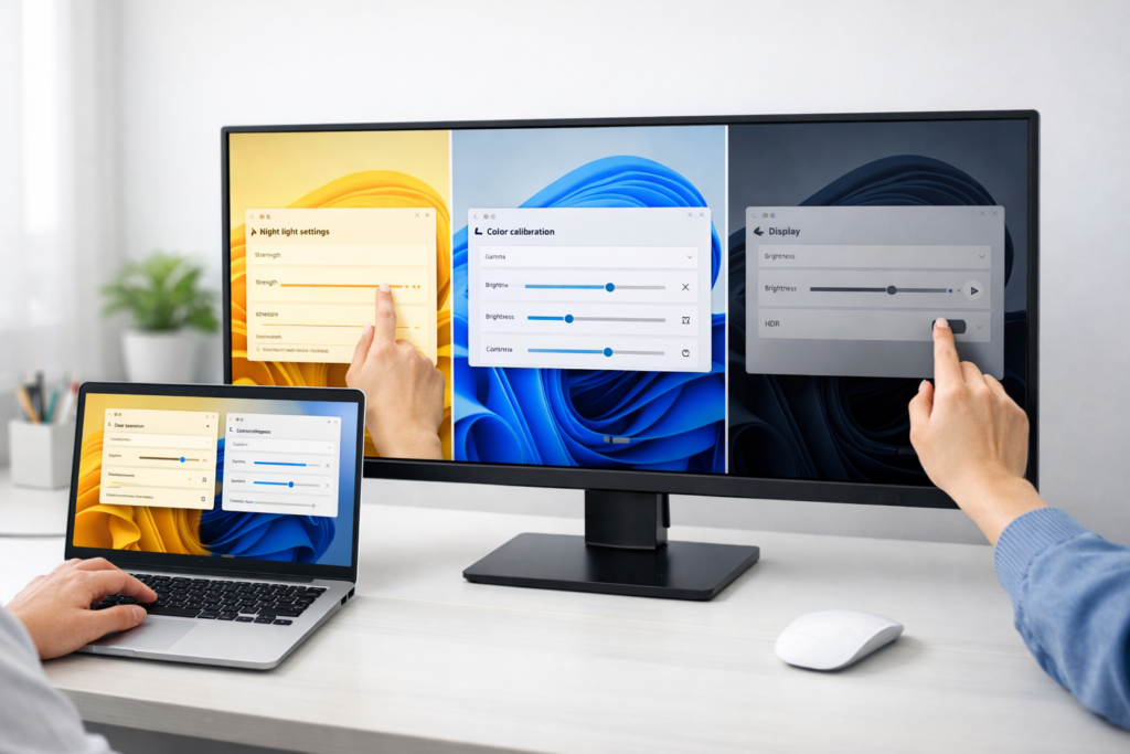 Windows11でディスプレイの色調整をする方法｜黄ばみ・青白さ・暗さの直し方 | かなネット案内
